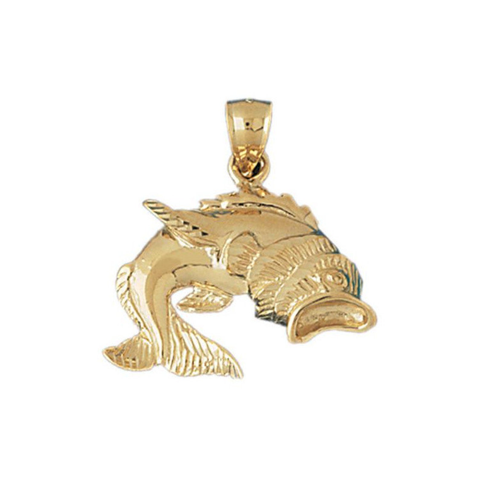 14k Solid Yellow Gold Goldfish Nautical Charm Fish Pendant - Etsy
