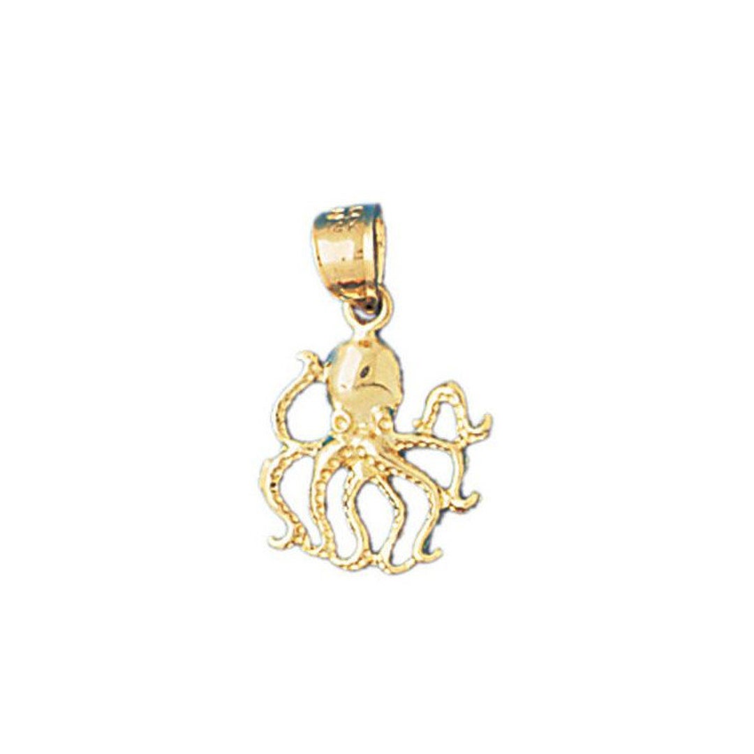 14k Solid Yellow Gold Octopus Nautical Charm Fish Pendant - Etsy