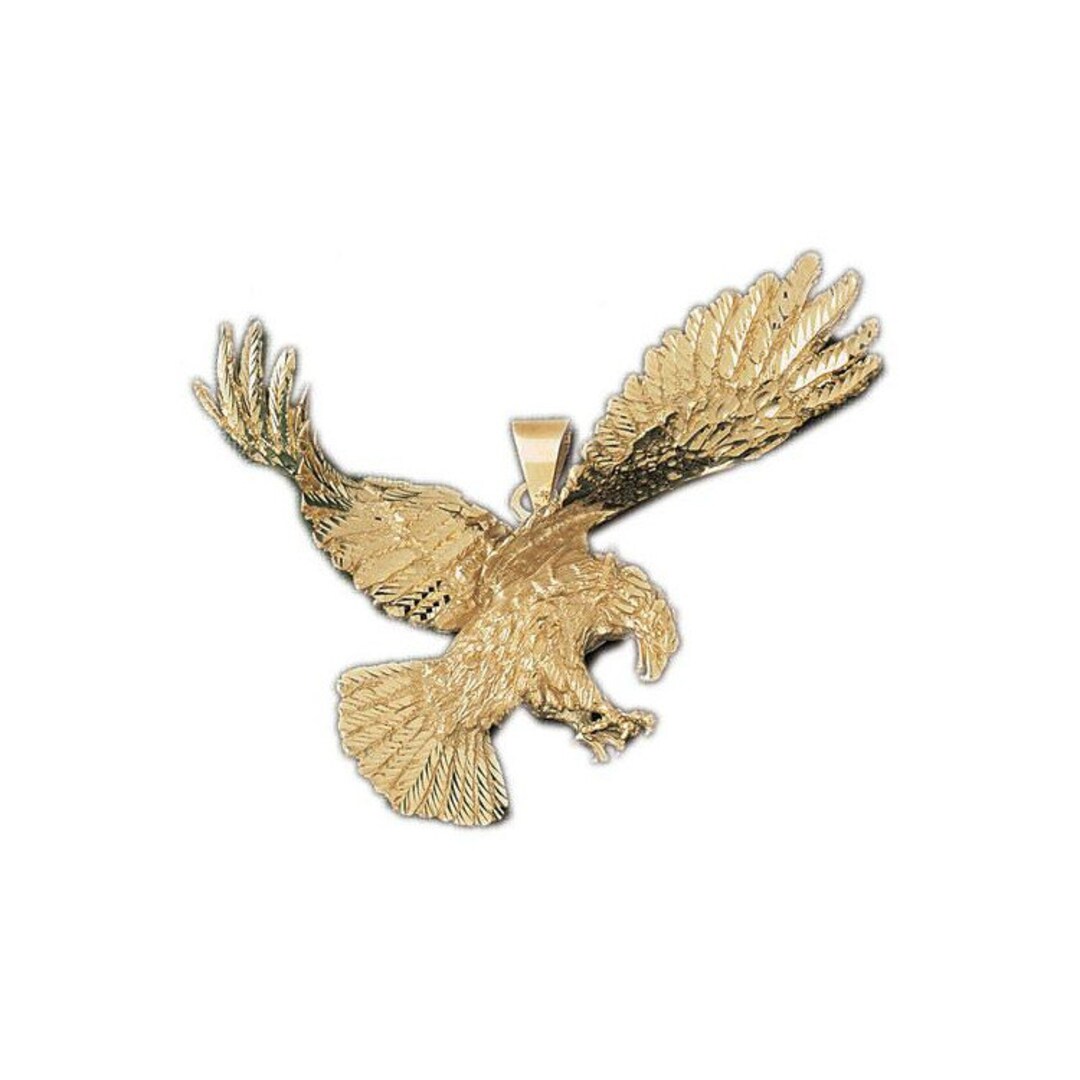 14k Solid Yellow Gold Eagle Charm Animal Bird Pendant - Etsy