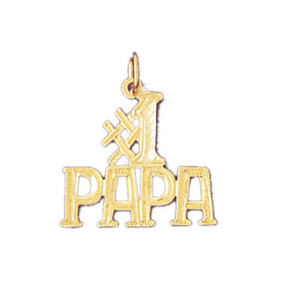 14k Solid Gold 1 Papa Pendant Charm Father's Day - Etsy