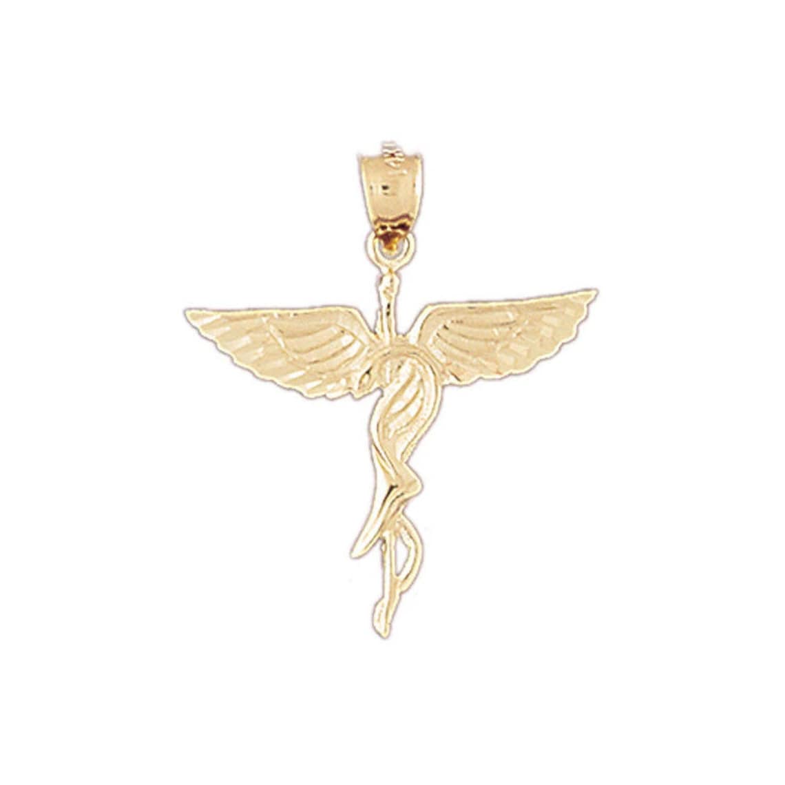 14k Solid Yellow Gold Caduceus Pendant Medical Doctor Nurse - Etsy