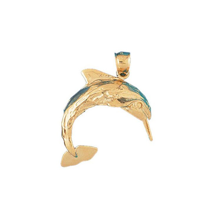 14k Solid Yellow Gold Dolphin Pendant Nautical Charm - Etsy