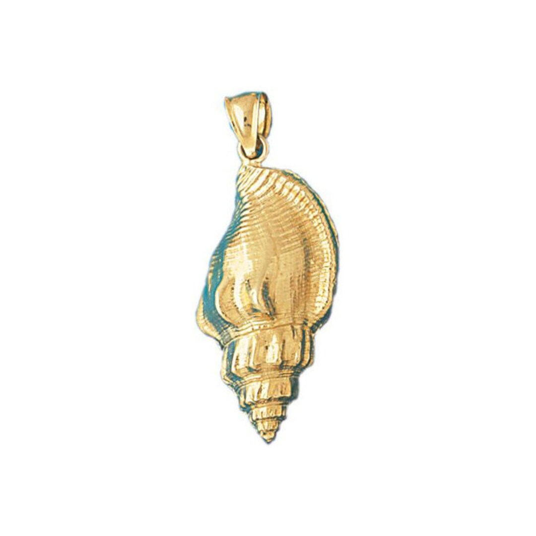 14k Yellow Gold Shell Nautical Charm Pendant - Etsy