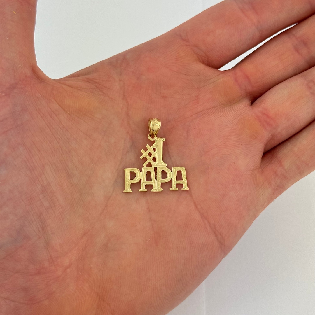 14k Solid Gold #1 Papa Pendant Charm - Father's Day Birthday Gift - Etsy