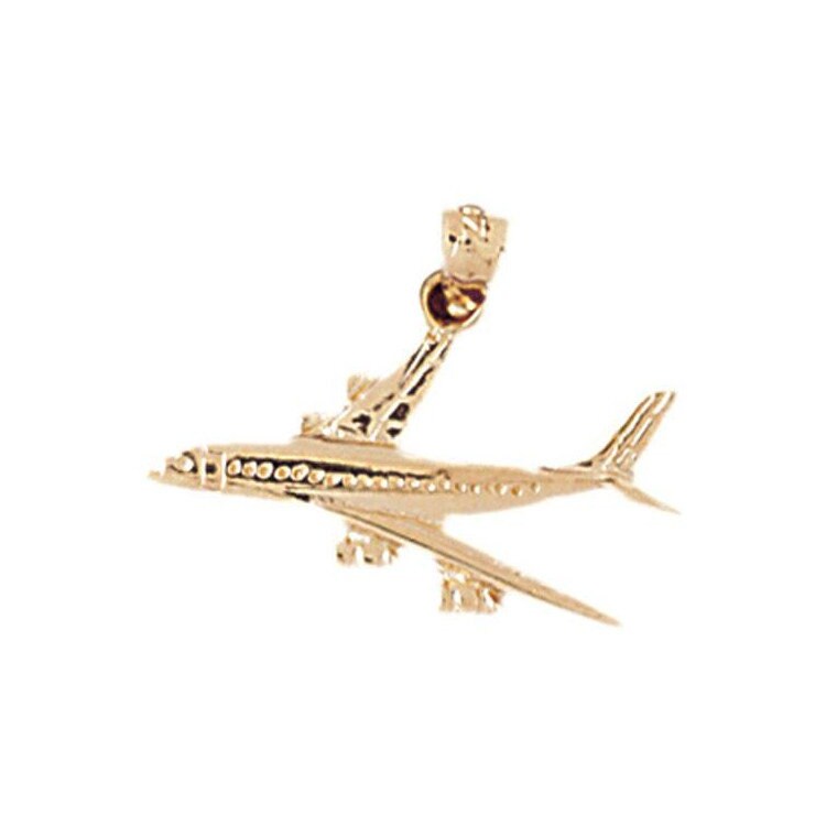 14k Solid Yellow Gold Airplane Charm Military Army Pendant | Etsy