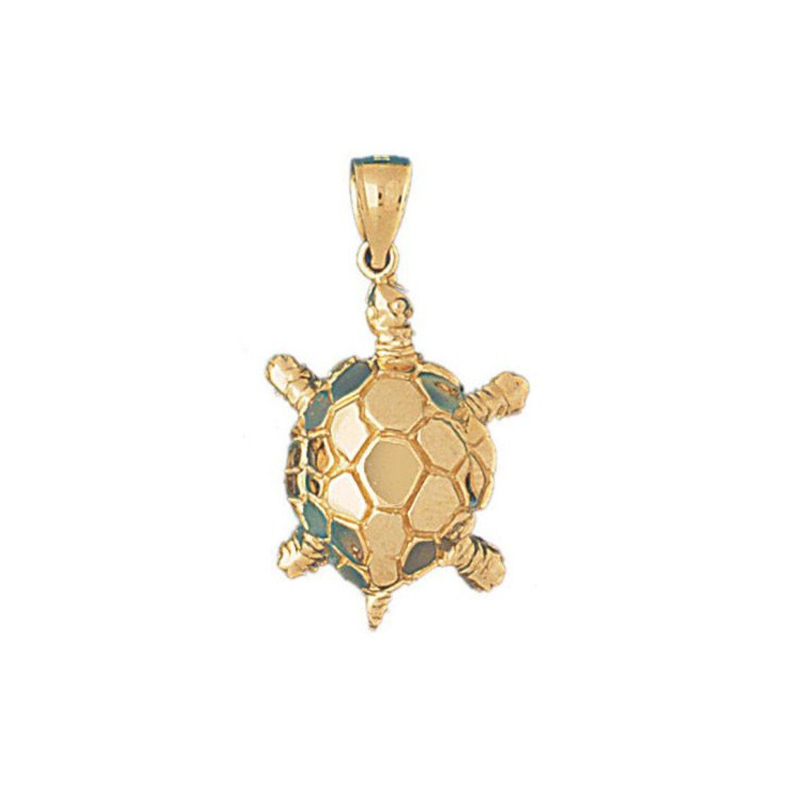 14k Solid Yellow Gold Turtle Pendant Nautical Charm - Etsy