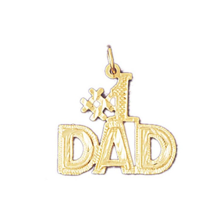 14k Solid Gold 1 Dad Pendant Charm Father's Day | Etsy