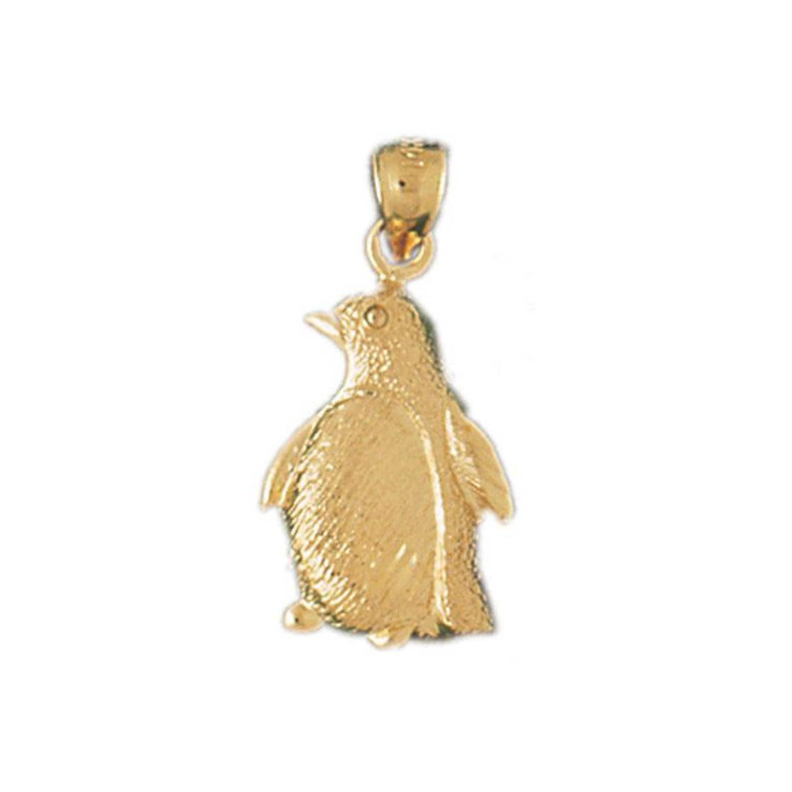 14k Solid Yellow Gold Penguin Charm Animal Pendant - Etsy