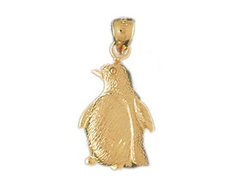 14k Solid Yellow Gold Penguin Charm Animal Pendant | Etsy