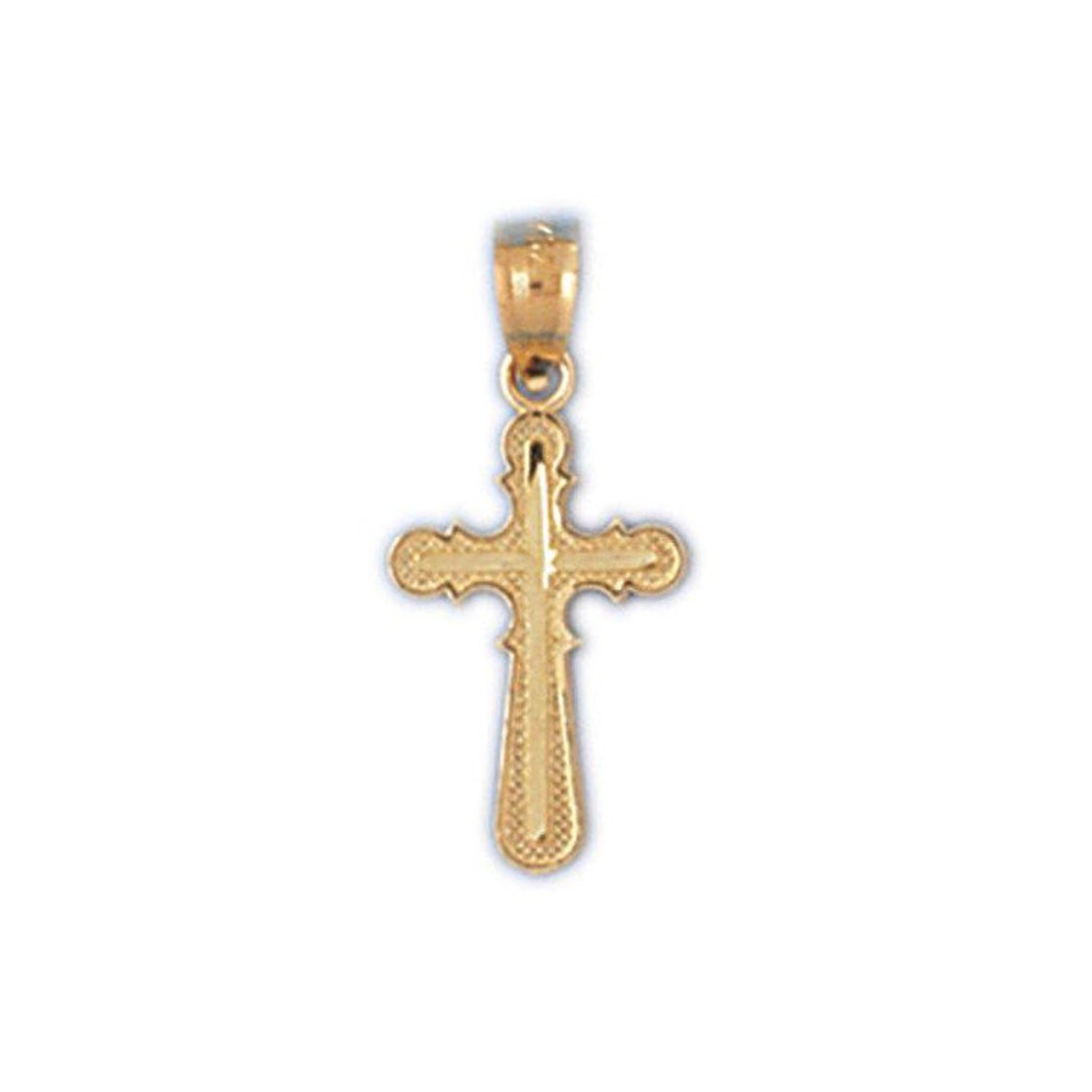 14k Solid Gold Cross Pendant Religious Pendant Necklace Charm - Etsy