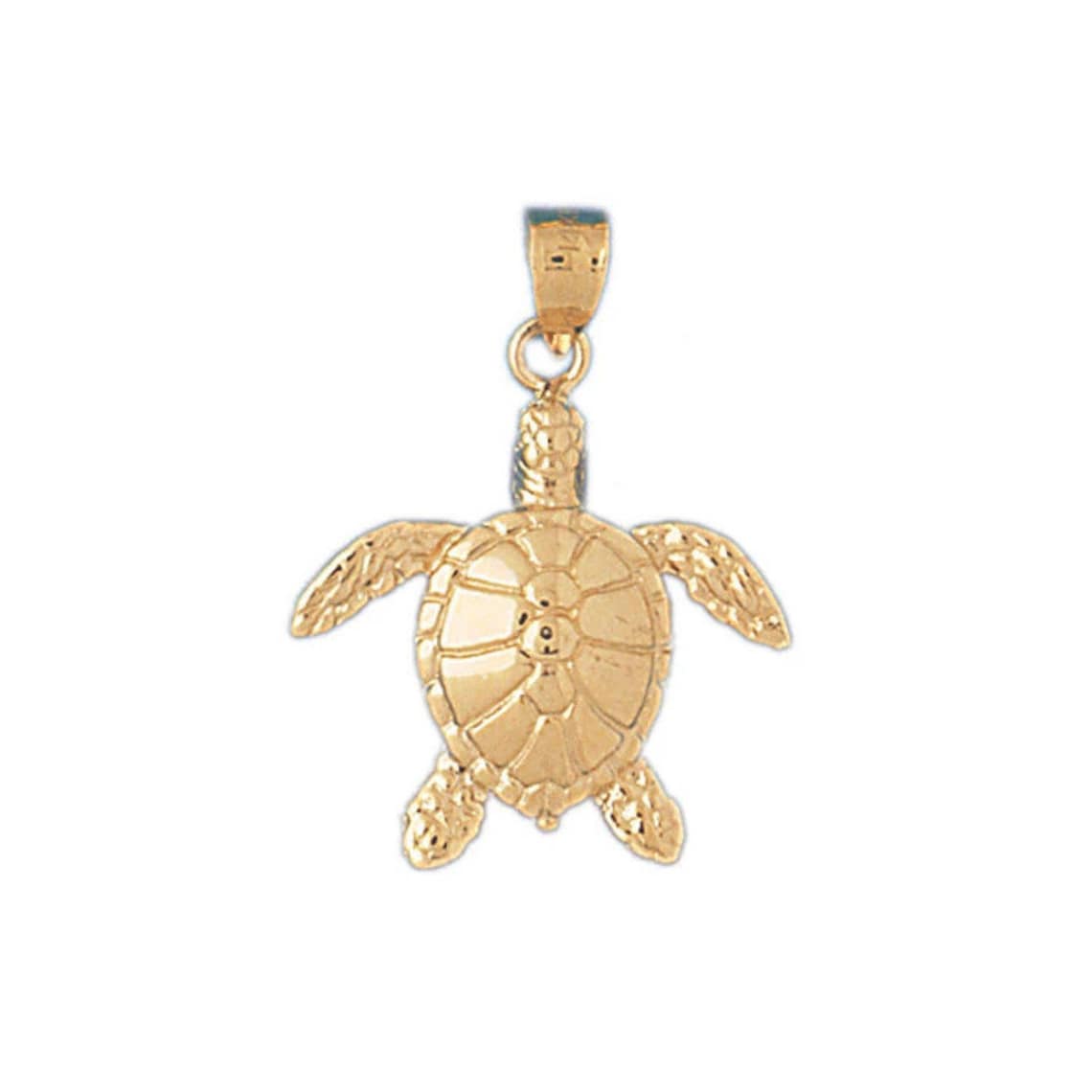 14k Solid Yellow Gold Turtle Pendant Nautical Charm | Etsy