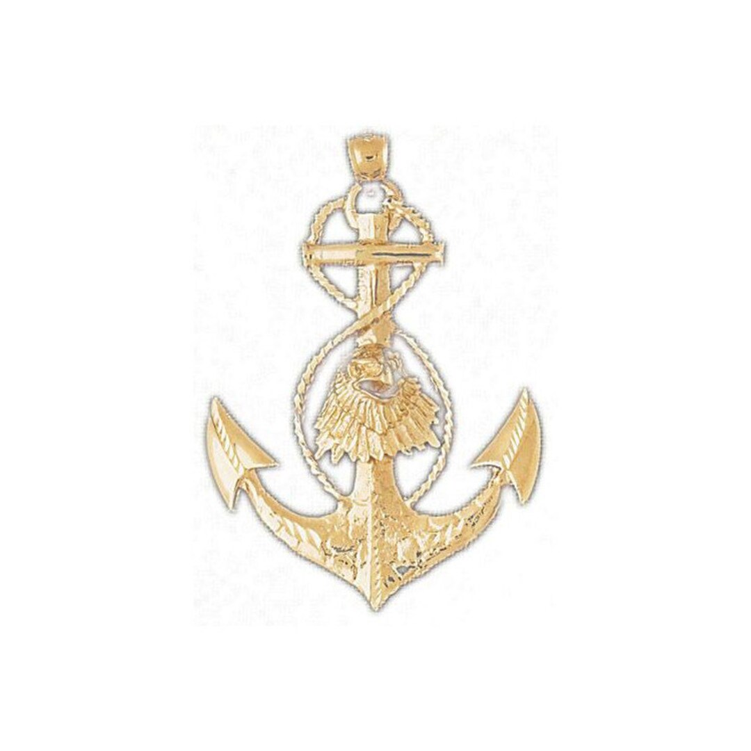 14k Solid Yellow Gold Anchor Charm Pendant Nautical Charm - Etsy