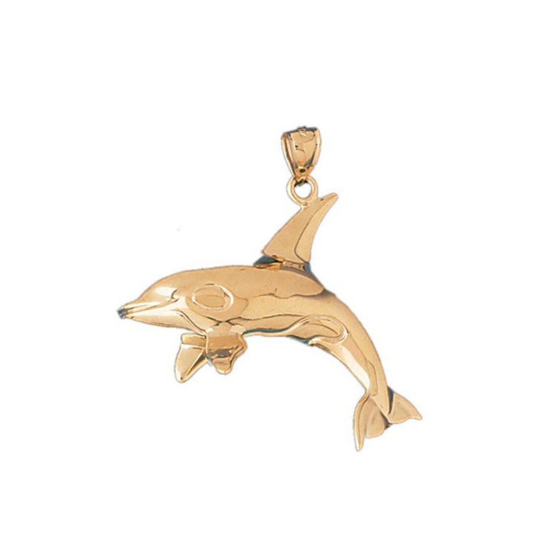 14k Solid Yellow Gold Dolphin Pendant Nautical Charm - Etsy