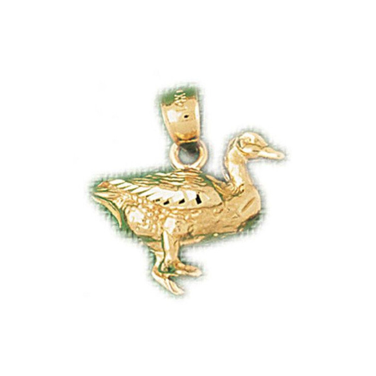 14k Solid Yellow Gold Duck Charm Animal Bird Pendant | Etsy