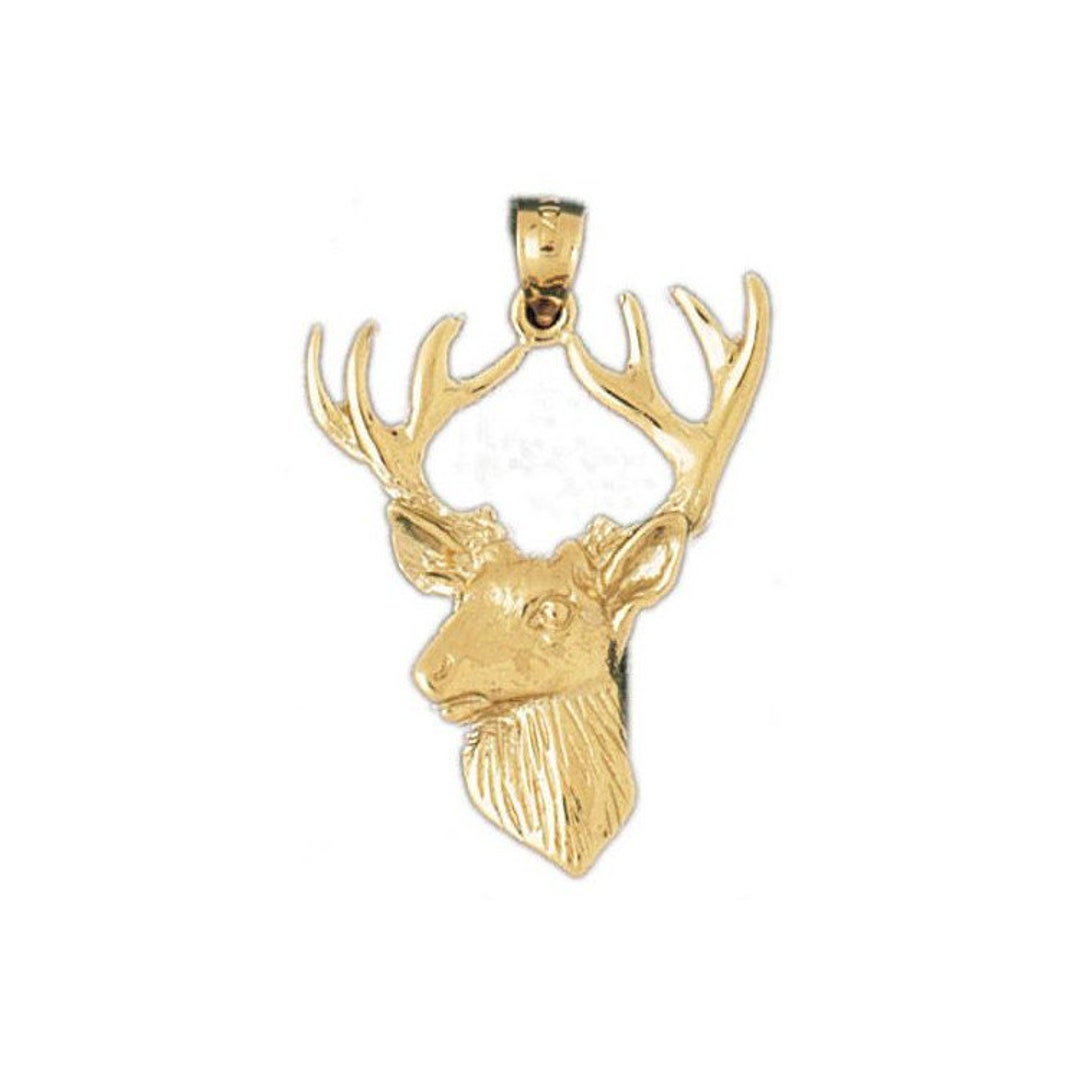 14k Solid Yellow Gold Deer Charm Animal Elk Pendant - Etsy