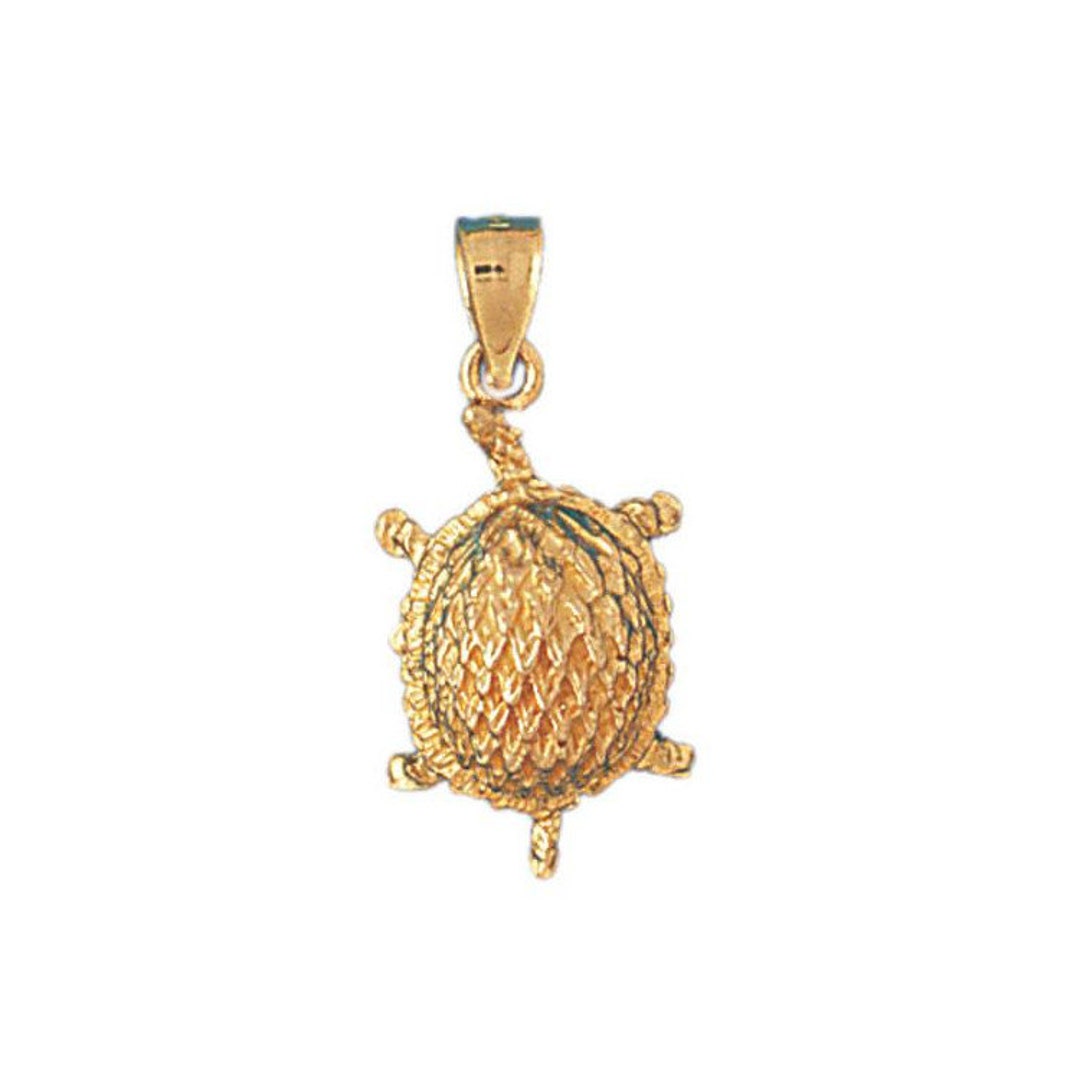 14k Solid Yellow Gold Turtle Pendant Nautical Charm - Etsy
