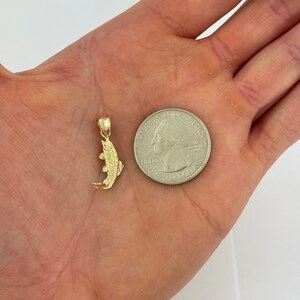 14k Solid Yellow Gold Bass Fish Pendant Nautical Charm Fisherman Gift ...