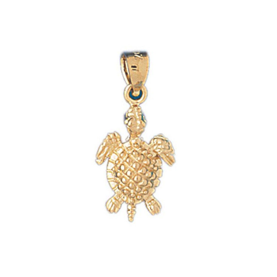 14k Solid Yellow Gold Turtle Pendant Nautical Charm | Etsy