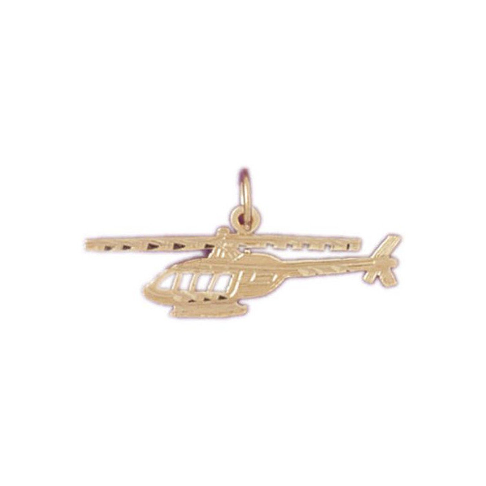 14k Solid Yellow Gold Helicopter Charm Military Army Pendant | Etsy