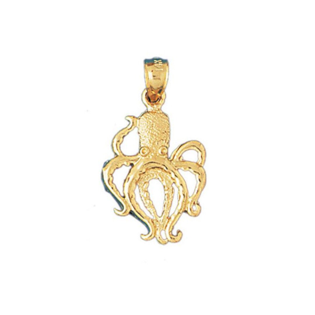 14k Solid Yellow Gold Octopus Nautical Charm Fish Pendant - Etsy
