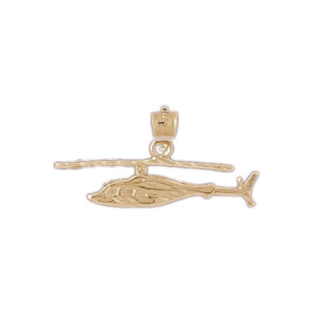 14k Solid Yellow Gold Helicopter Charm Military Army Pendant Gift - Etsy
