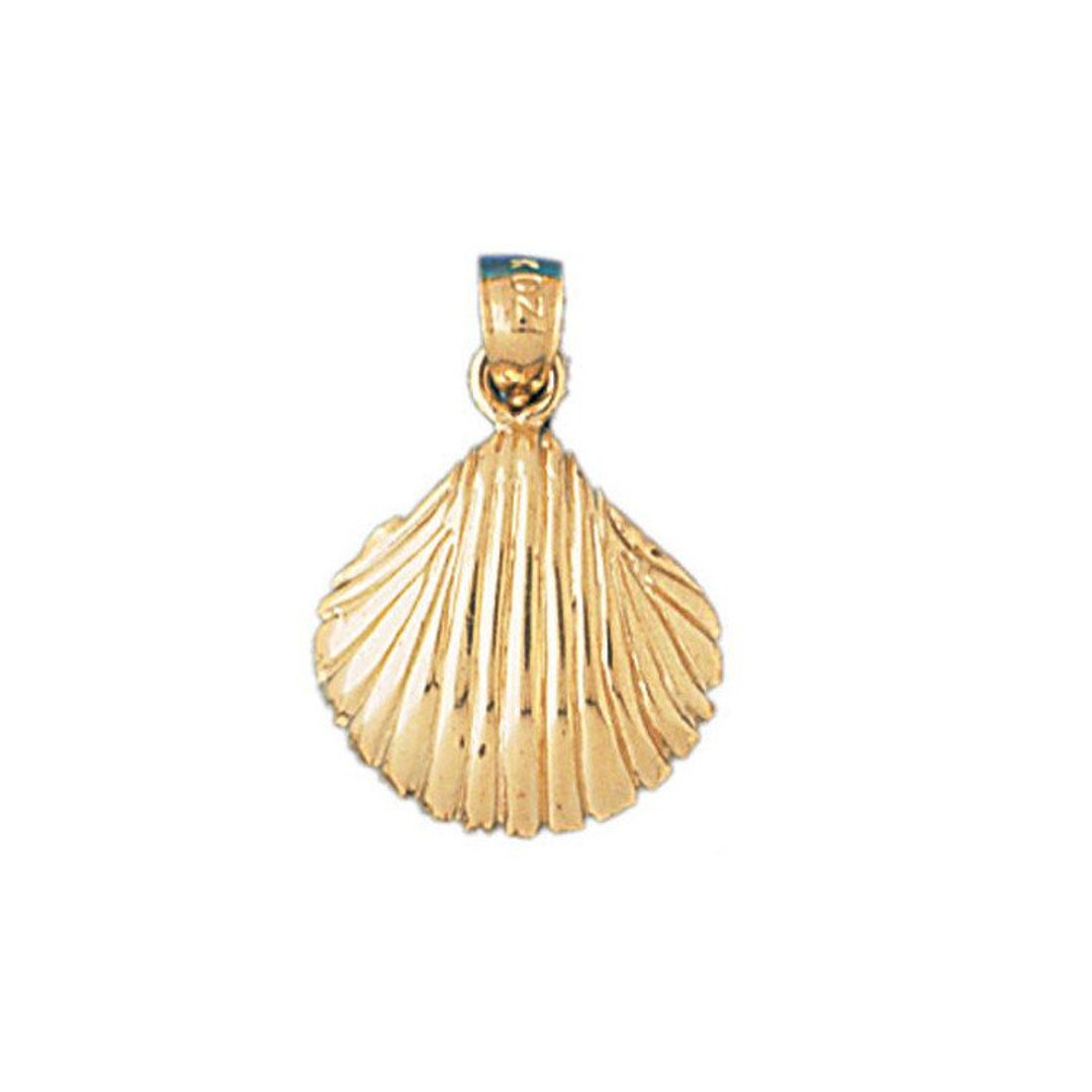 14k Yellow Gold Shell Nautical Charm Pendant - Etsy