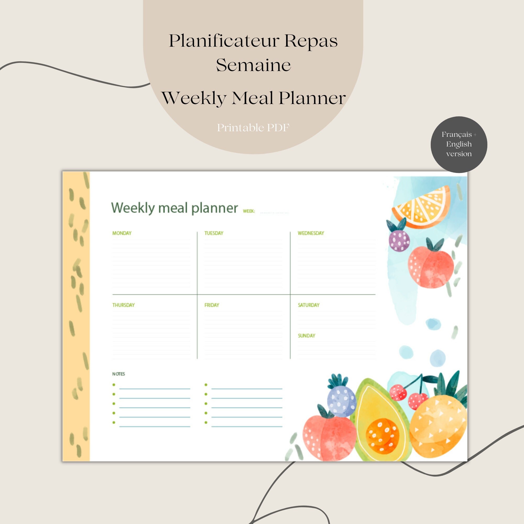 Watercolor Weekly Meal Planner Ready to Print Printable Meal - Etsy