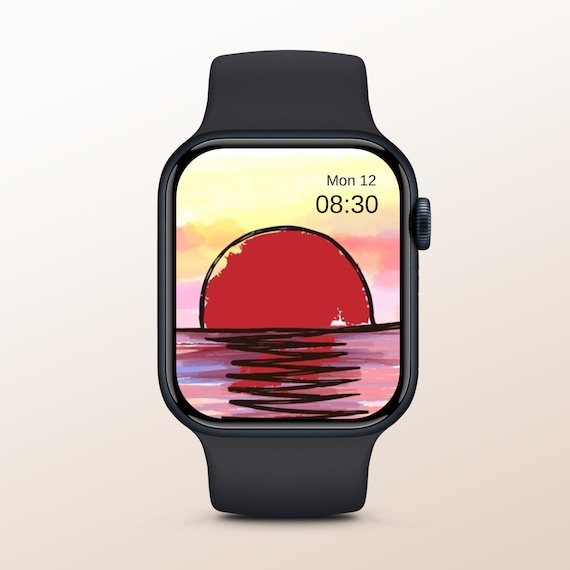 Painted Sunset Watch Face Wallpaper Custom Watch Bacground - Etsy
