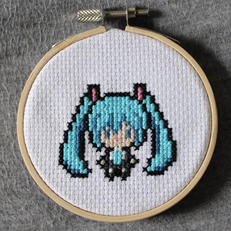 Hatsune Miku Vocaloid Cross-stitch Small Handmade - Etsy