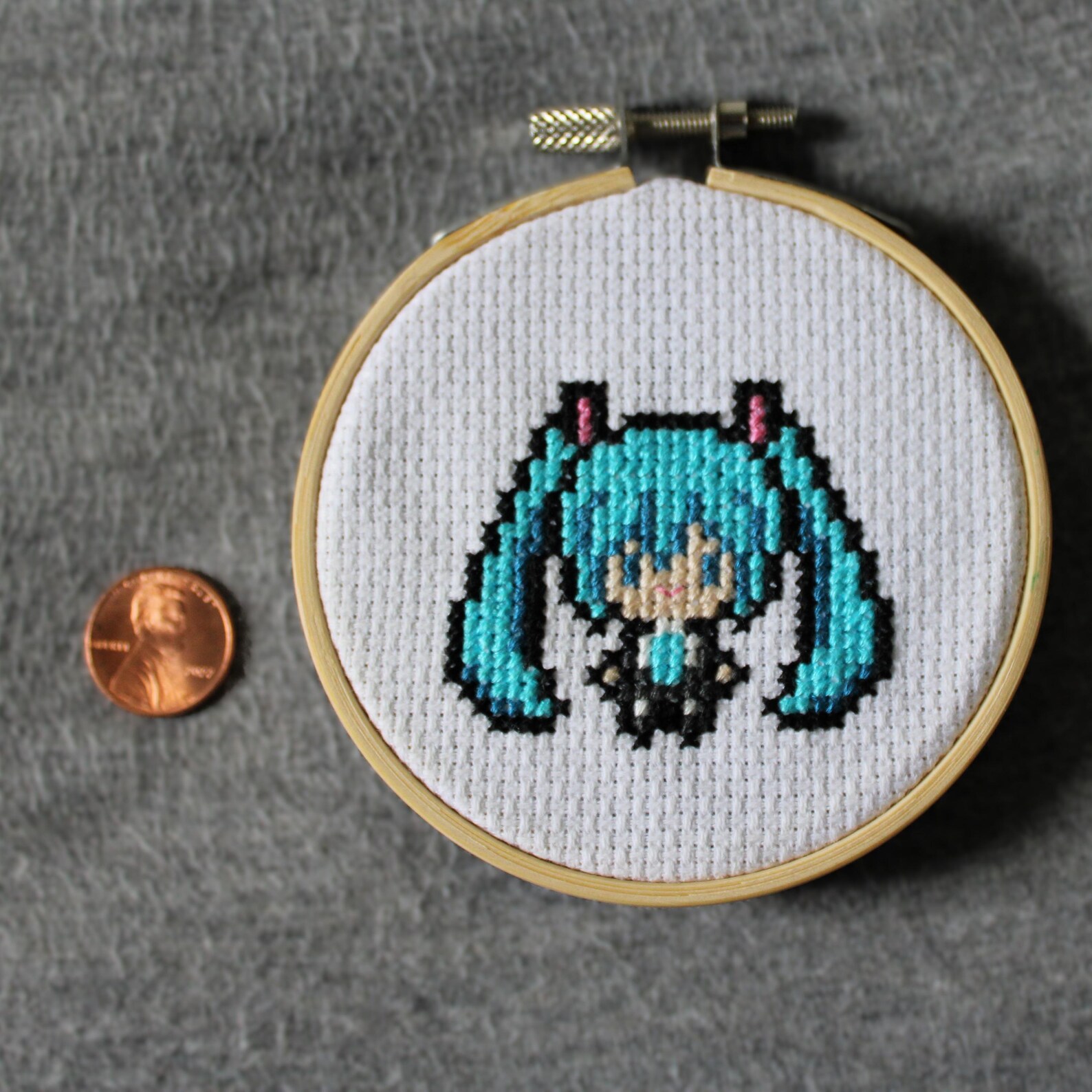 Hatsune Miku Vocaloid Cross-stitch Small Handmade - Etsy