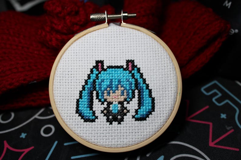 Hatsune Miku Vocaloid Cross-stitch Small Handmade - Etsy