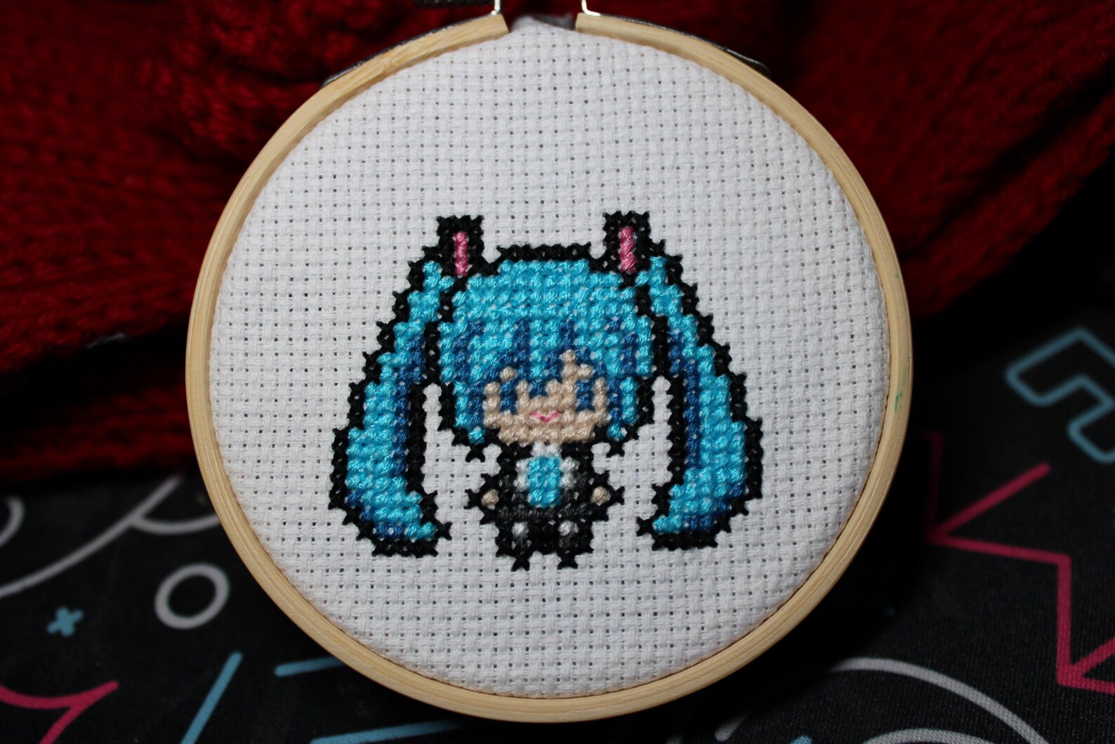 Hatsune Miku Vocaloid Cross-stitch Small Handmade - Etsy