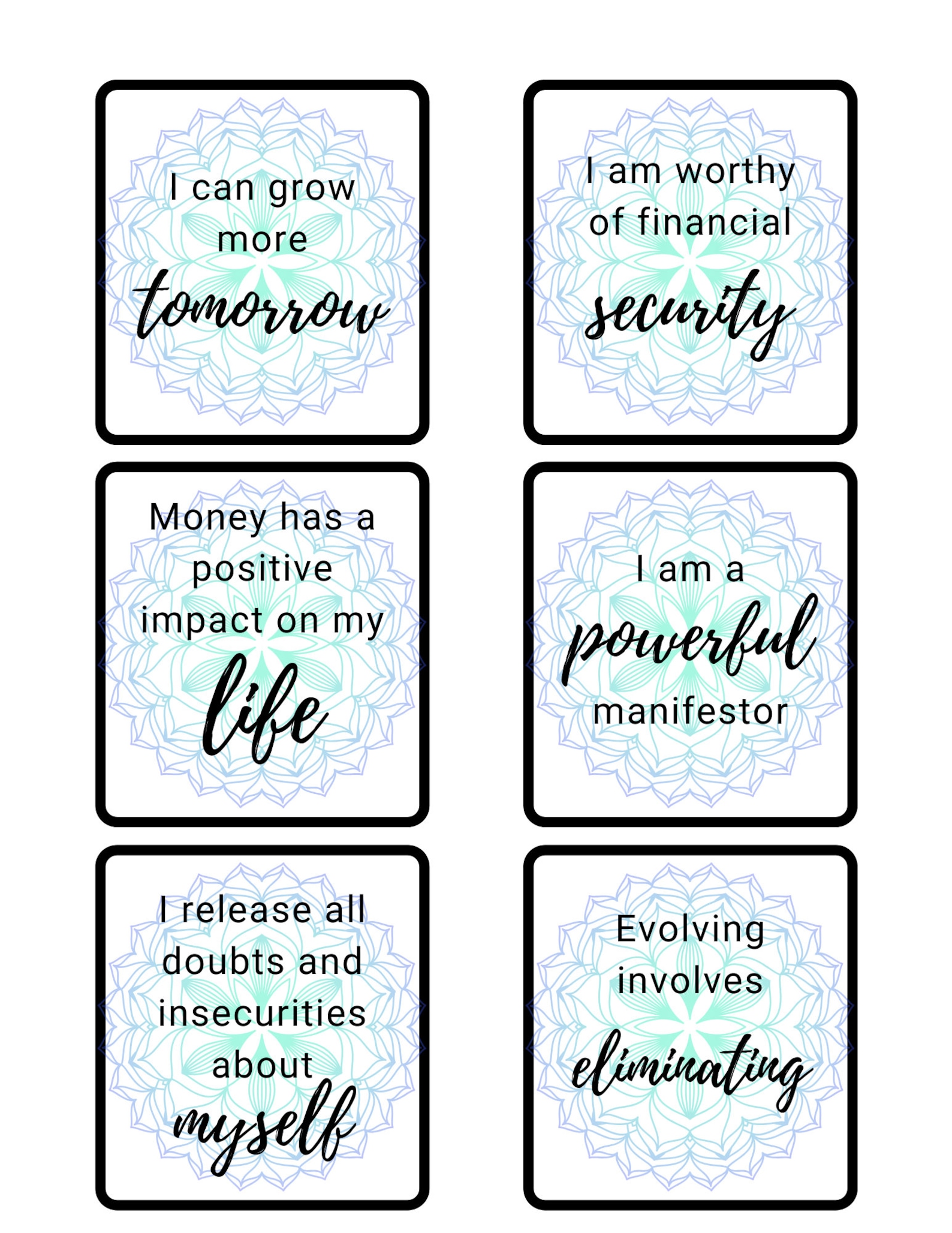 30 Printable Mantra Cards Positive Affirmations Personal | Etsy