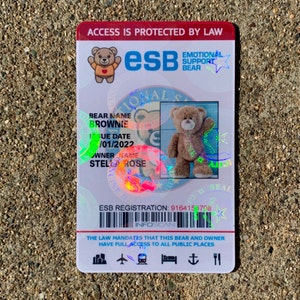 Emotional Support Stuff Animal - Plush Id Card With Hologram ...
