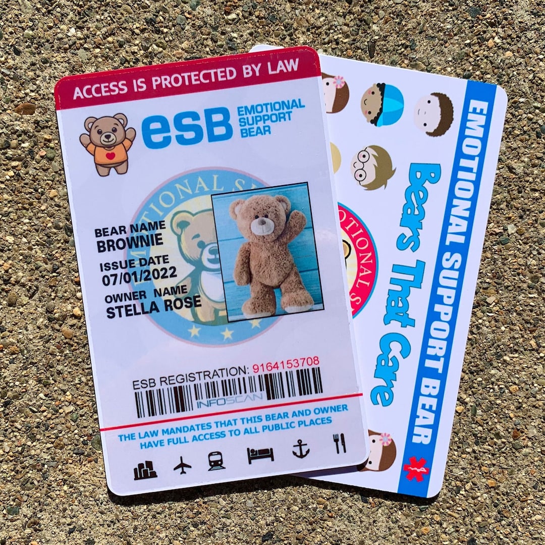 Emotional Support Stuff Animal - Plush Id Card With Hologram ...