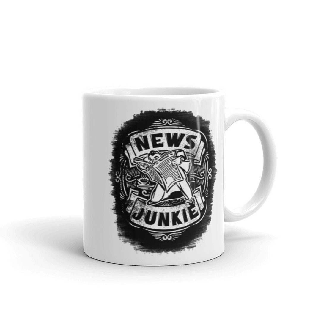 News Junkie Mug, News Hound, Newspaper Mug, News Addict Mug, Headlines ...