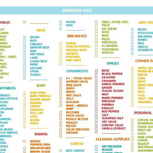My Grocery List - Etsy