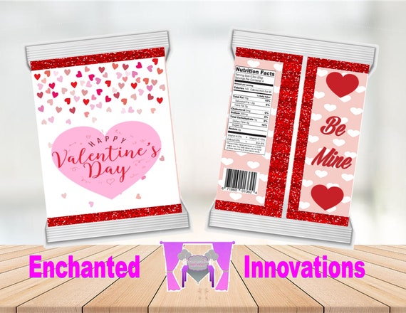 Valentine's Day Chip Bag Heart Chip Bag February 14th | Etsy