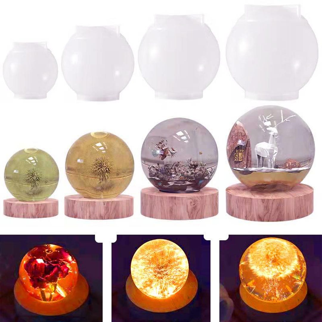 Sphere Silicone Molds, Crystal Ball Lamp Silicone Mold, 3D Spherical ...