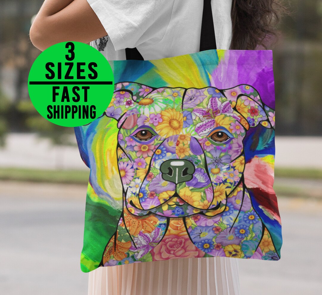 Pit Bull Canvas Tote Bag, Pit Bull Gifts, Pit Bull Tote, Gifts for Dog ...