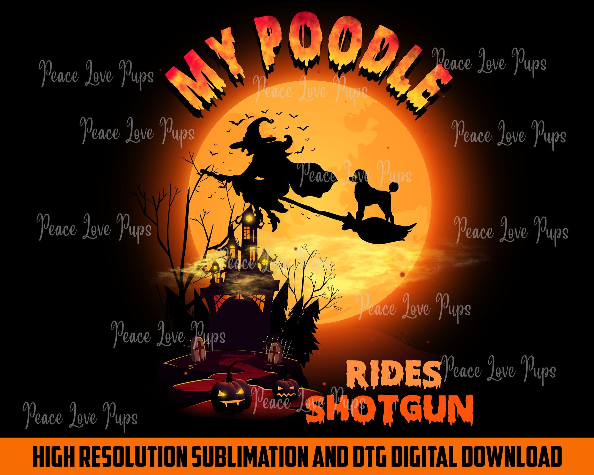 Halloween Mini Poodle PNG for Sublimation Printing DTG Printing Instant ...