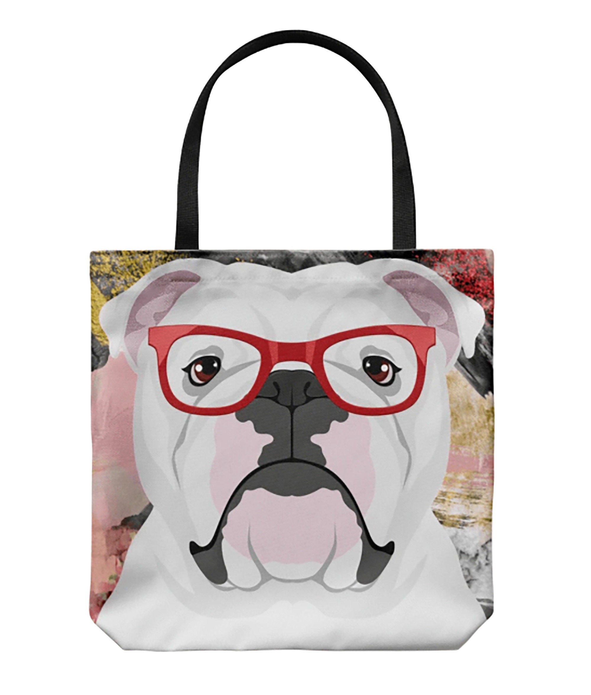 Hipster Bulldog Canvas Tote Bag Bulldog Gifts Bulldog Tote | Etsy