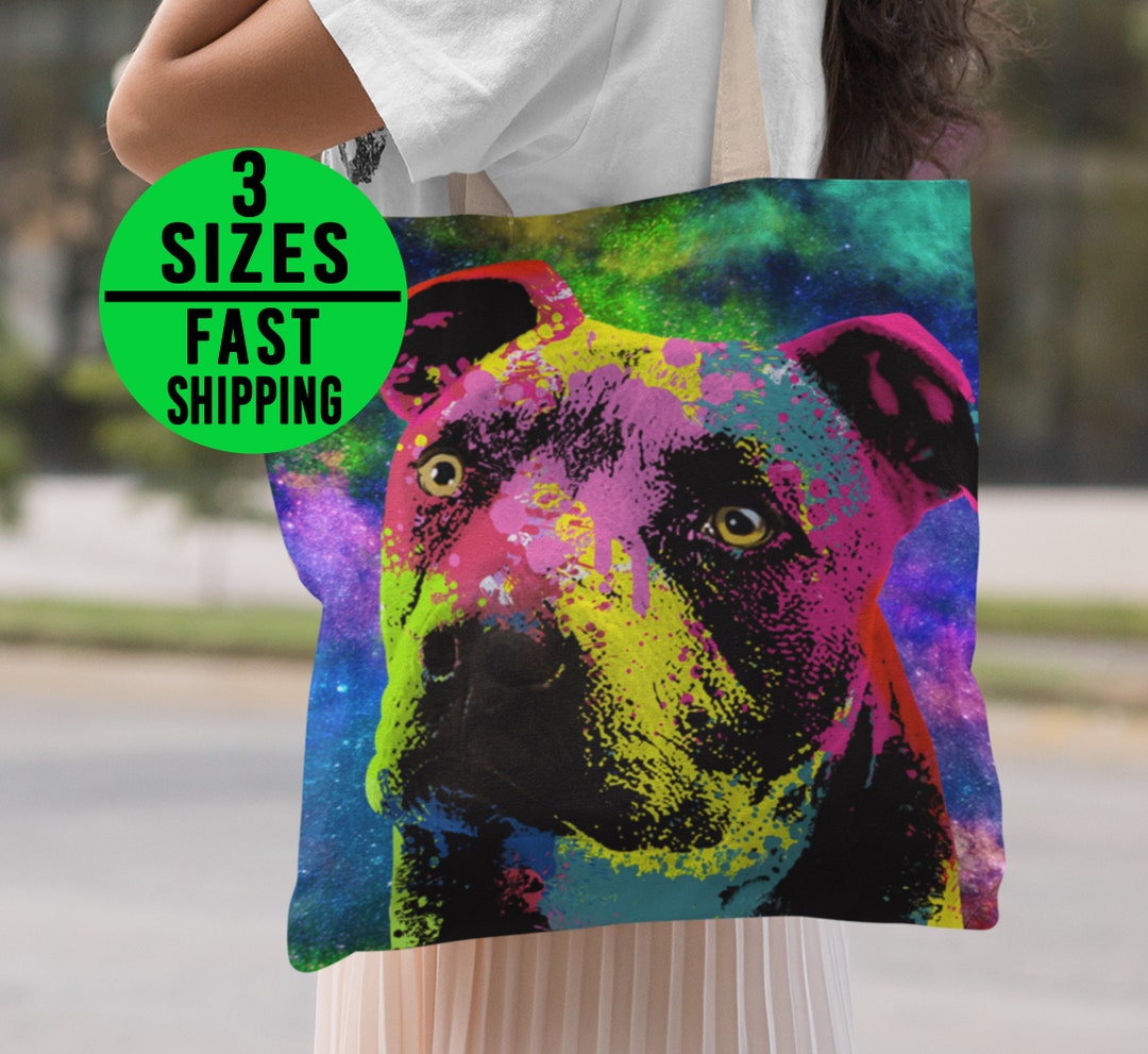 Pit Bull Tote Bag, Pit Bull Canvas Tote, Pitbull Bag, Pit Bull Mom ...