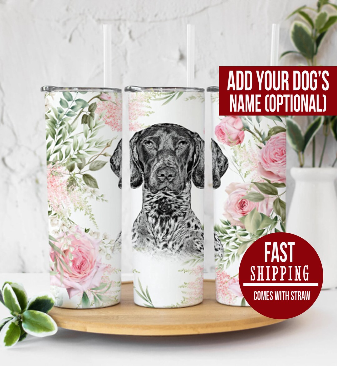 German Shorthaired Pointer Tumbler, GSP Dog Tumbler, Floral Tumbler ...