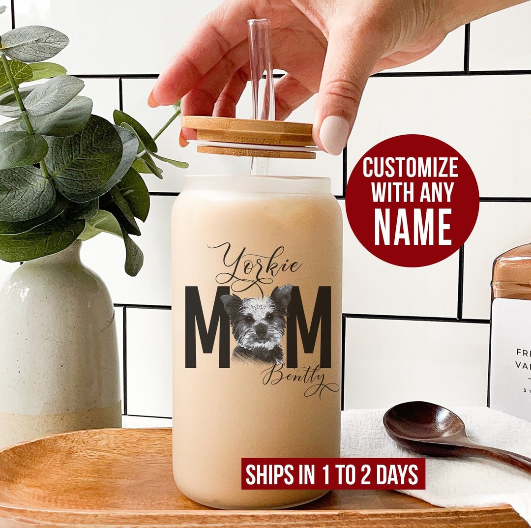 Personalized Yorkshire Terrier Frosted Glass Cup, Custom Yorkie Mom ...