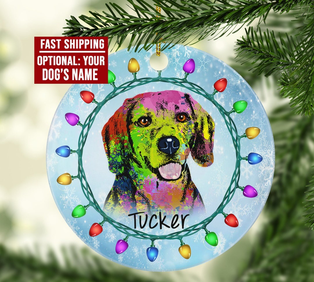 Personalized Beagle Ornament, Custom Beagle Christmas Ornament, Beagle ...