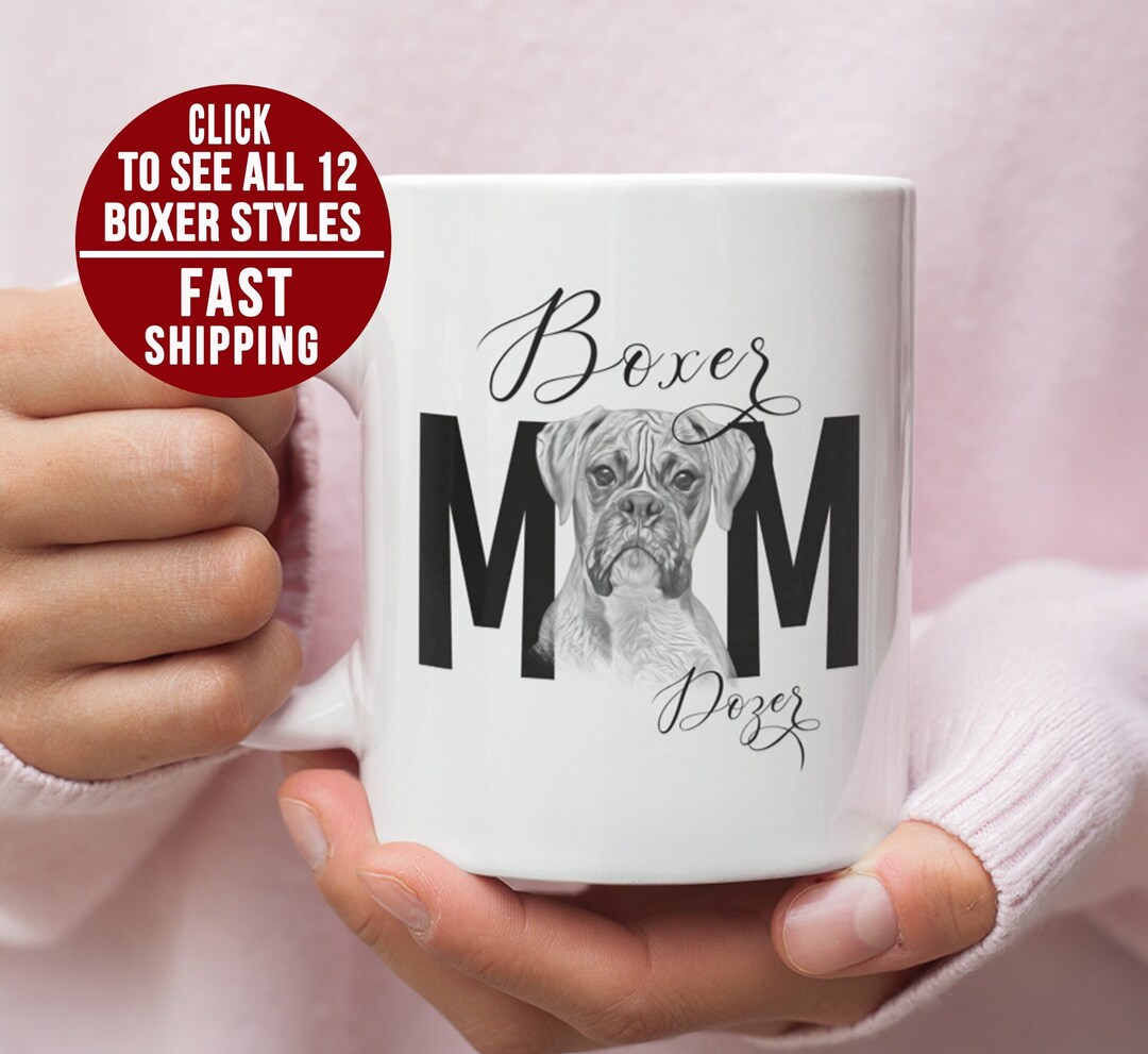 Personalized Boxer Dog Mug, Custom Boxer Dog Mug, Boxer Mom Mug, Boxer ...