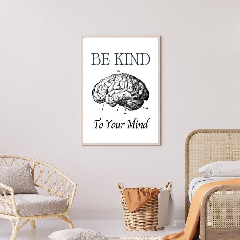 Mental Health Poster Be Kind to Your Mind Brain Anatomy Poster ...