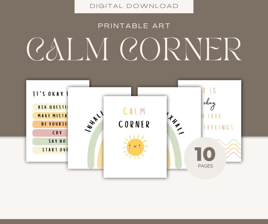 10 Calm Corner Posters Printable Counselor Office Art Printable Kids ...