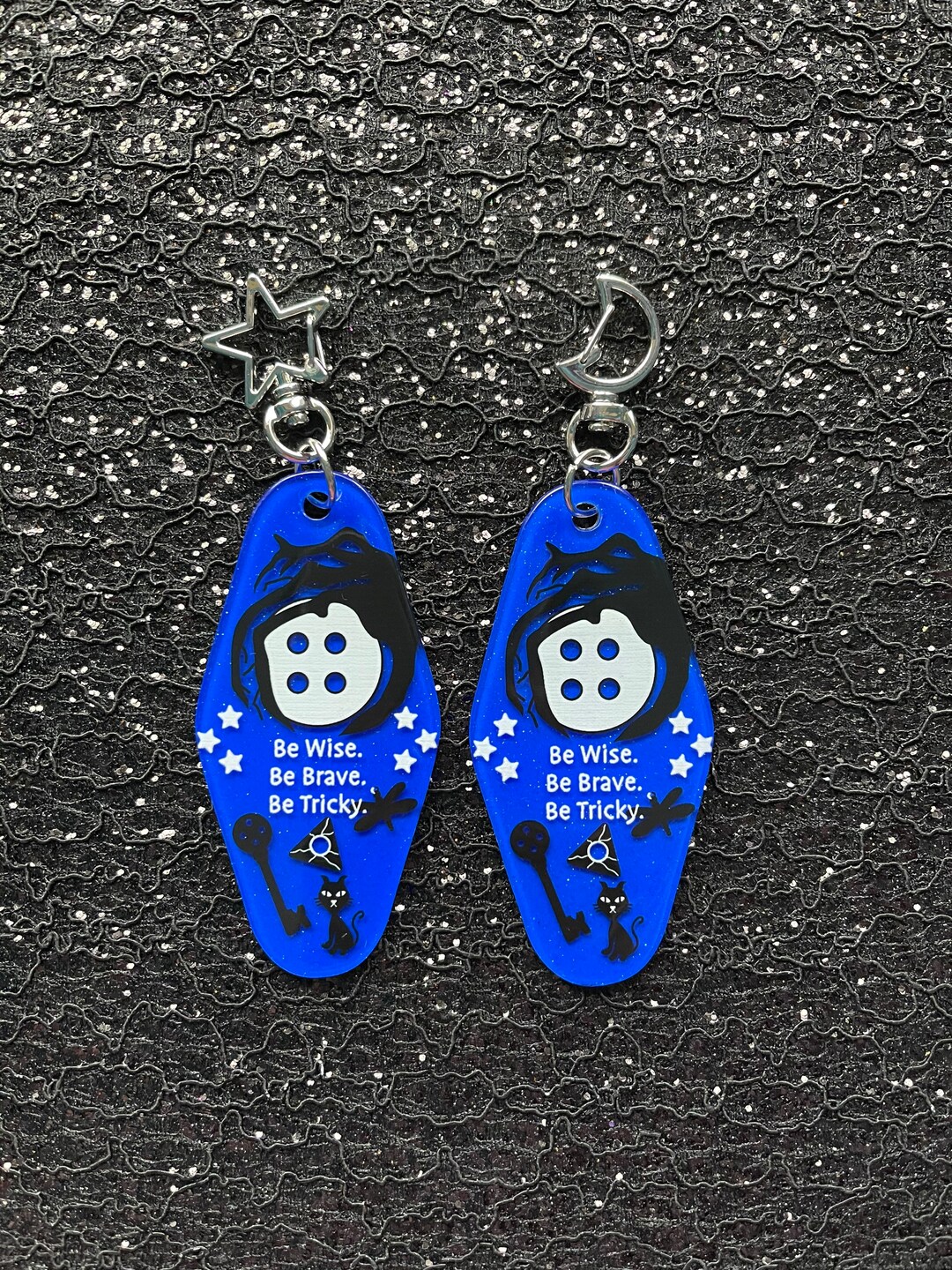 Coraline Inspired Bright Blue Acrylic Keychain - Etsy